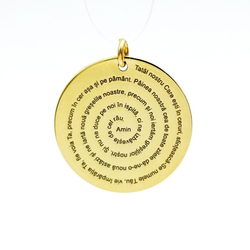 Medalion banut Rugaciune, Tatal nostru – Argint 925 placat cu aur - eMAG.ro