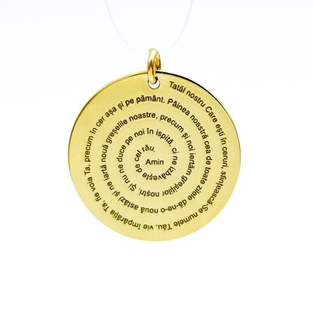 Medalion banut Rugaciune, Tatal nostru – Argint 925 placat cu aur - eMAG.ro