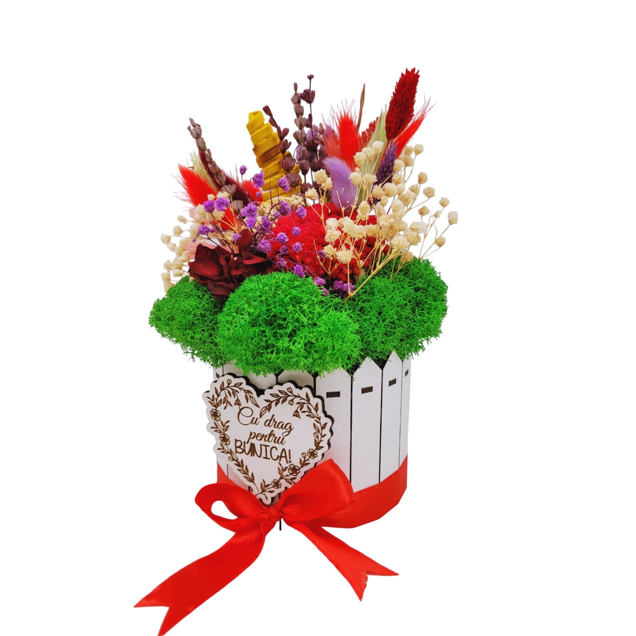 Aranjament floral cadou pentru Bunica personalizat cu mesaj, flori ...