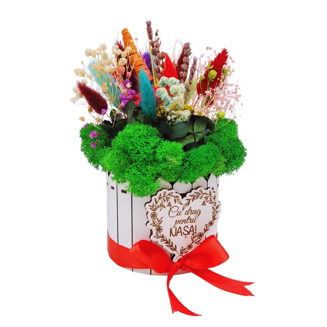 Aranjament floral cadou pentru Nasa personalizat cu mesaj, flori ...