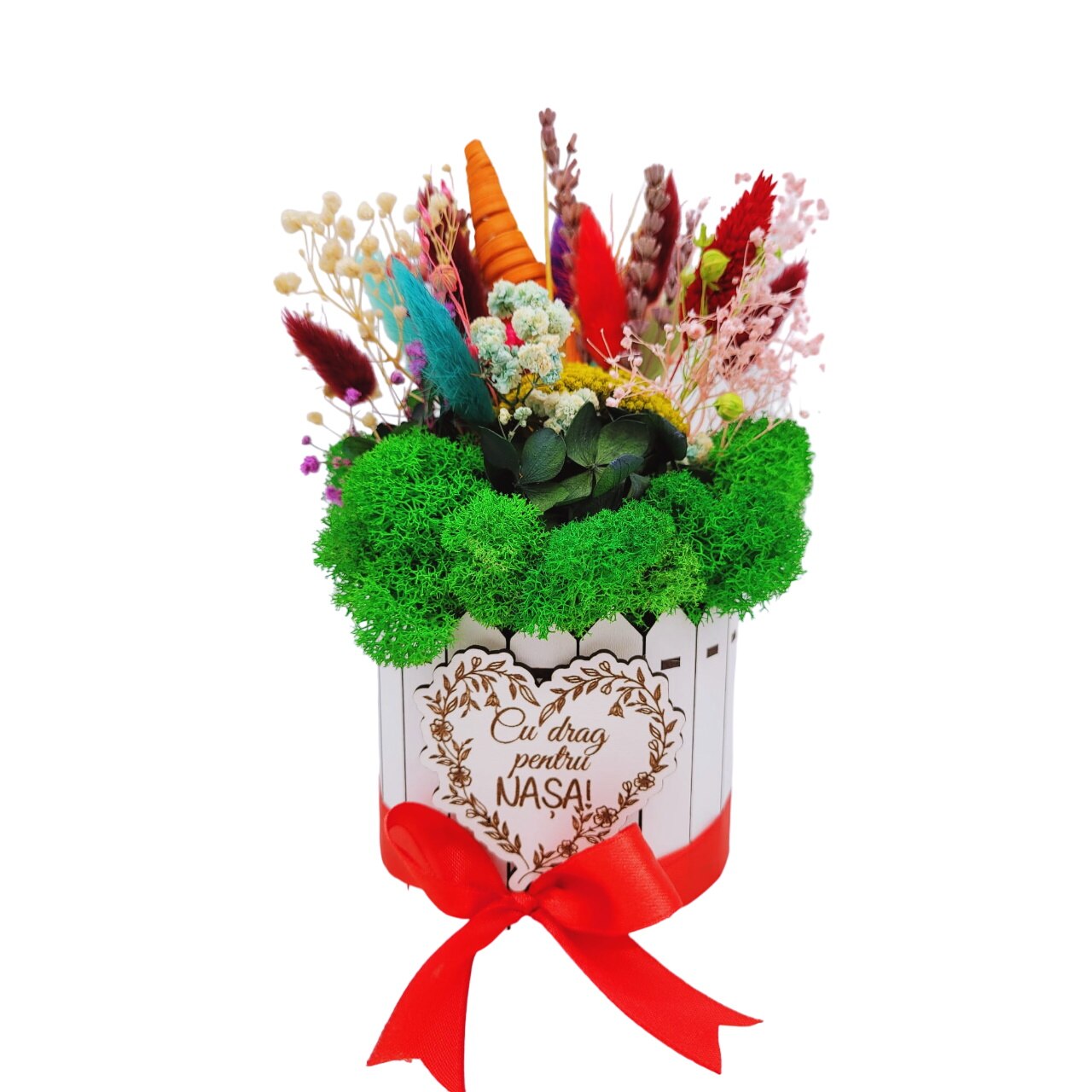 Aranjament floral cadou pentru Nasa personalizat cu mesaj, flori ...