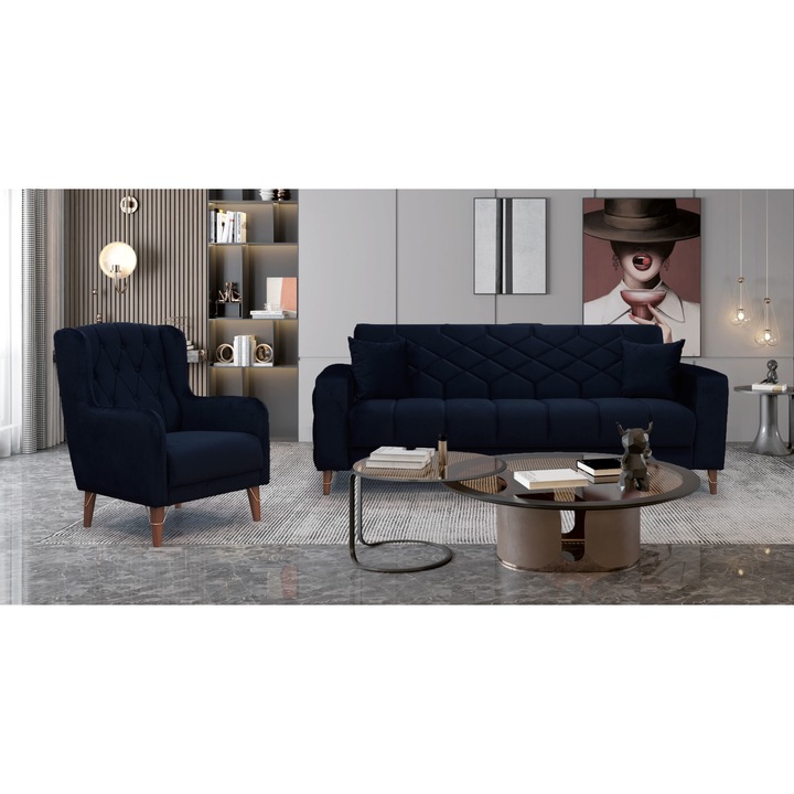 Set canapele living 3+2+1 cu lada depozitare, 230/170 x 95 x 85 cm, 70 ...