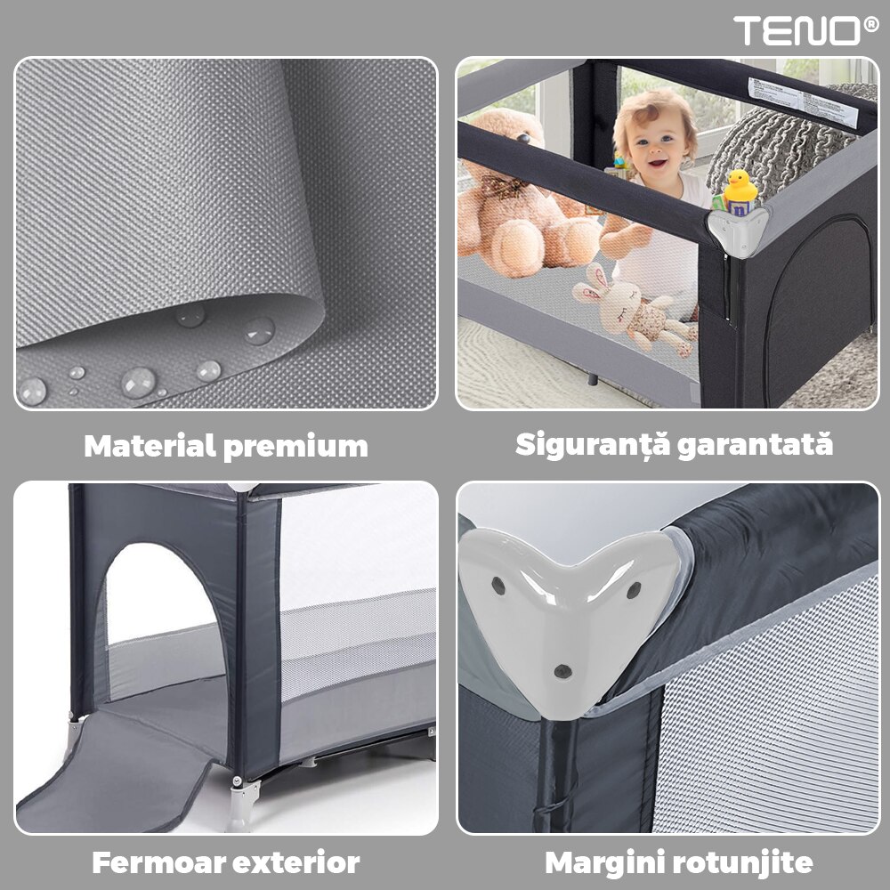 Patut Turistic Pliabil pentru Copii Teno®, usa cu fermoar exterior ...