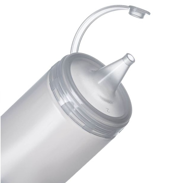 Set sosiera din plastic cu capac si dop, Neirini, Transparent, 500 ml ...