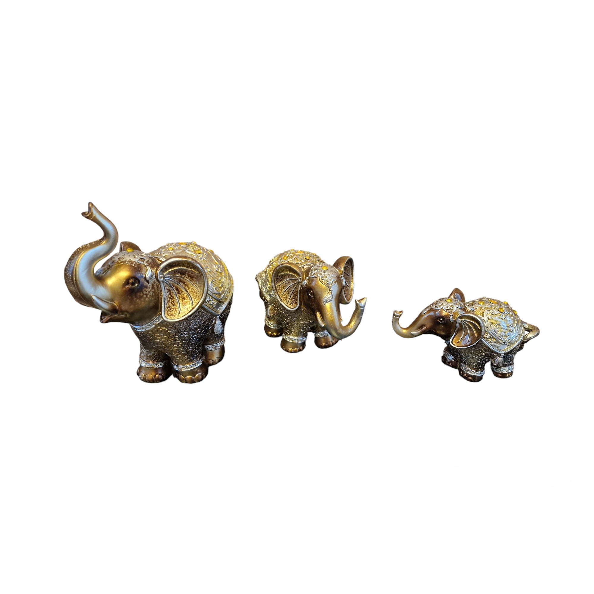 Elefant decoratiune casa, set 3 elefanti, statueta Feng Shui 19 cm ...