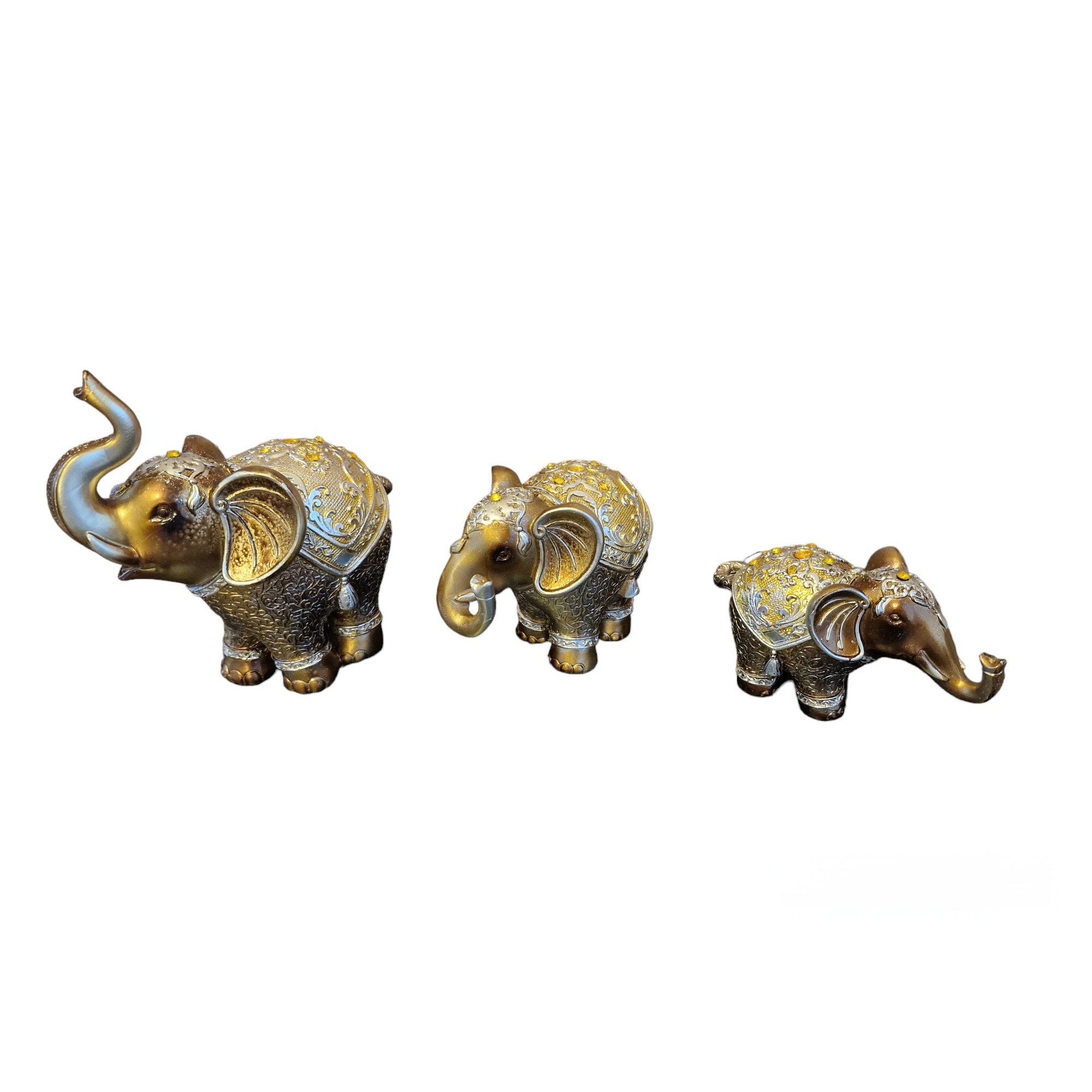 Elefant decoratiune casa, set 3 elefanti, statueta Feng Shui 19 cm ...