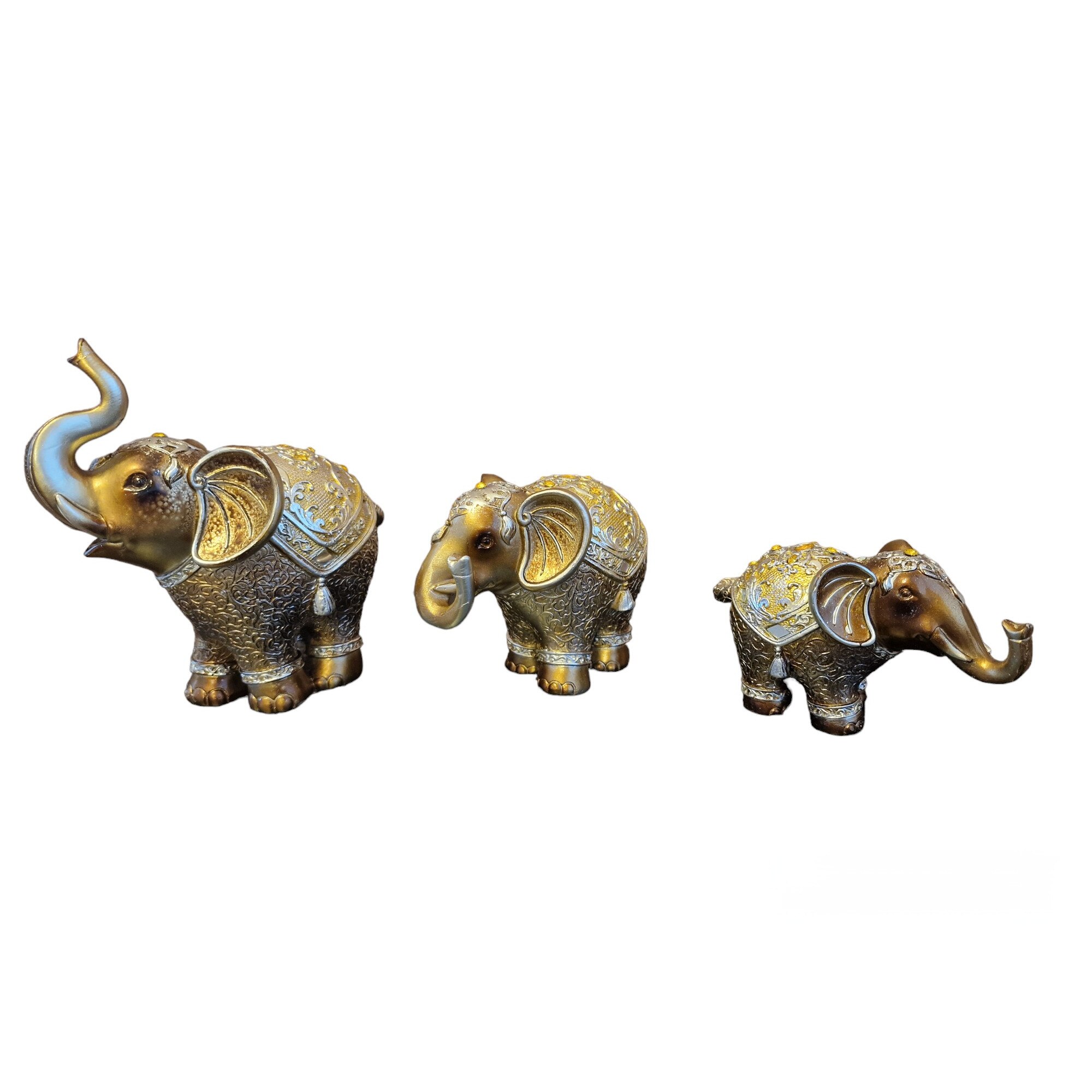 Elefant decoratiune casa, set 3 elefanti, statueta Feng Shui 19 cm ...