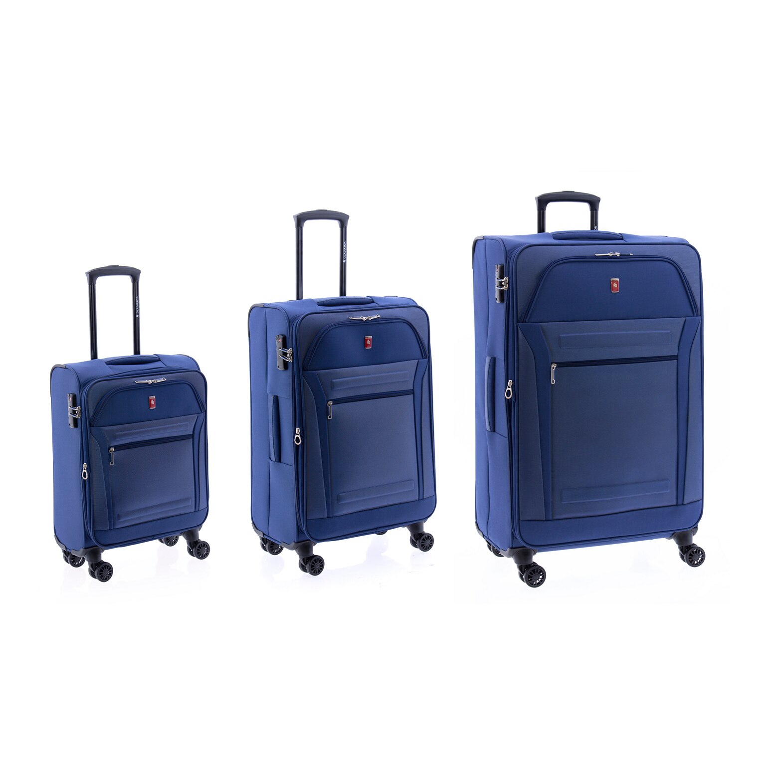 Set 3 Trolere Extensibile, Poliester/EVA, Cifru TSA, 4 Roti Duble ...