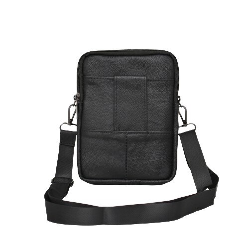 Geanta barbati, Piele naturala, 14/19/4 cm, negru - eMAG.ro