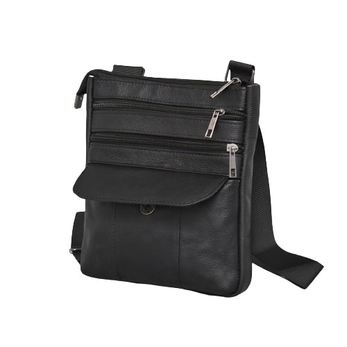 Geanta barbati, Piele naturala, 20x22x3 cm, Negru - eMAG.ro
