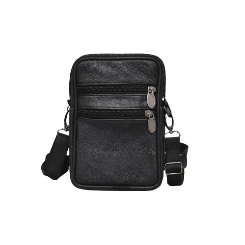 Geanta barbati, Piele naturala, 13/19/3 cm, negru - eMAG.ro