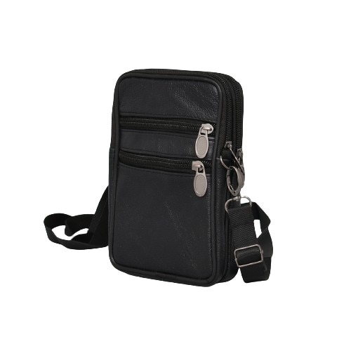 Geanta barbati, Piele naturala, 13/19/3 cm, negru - eMAG.ro