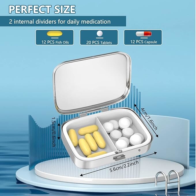 Set 4 cutii pentru medicamente, retro cu 2 compartimente, cu oglinda ...