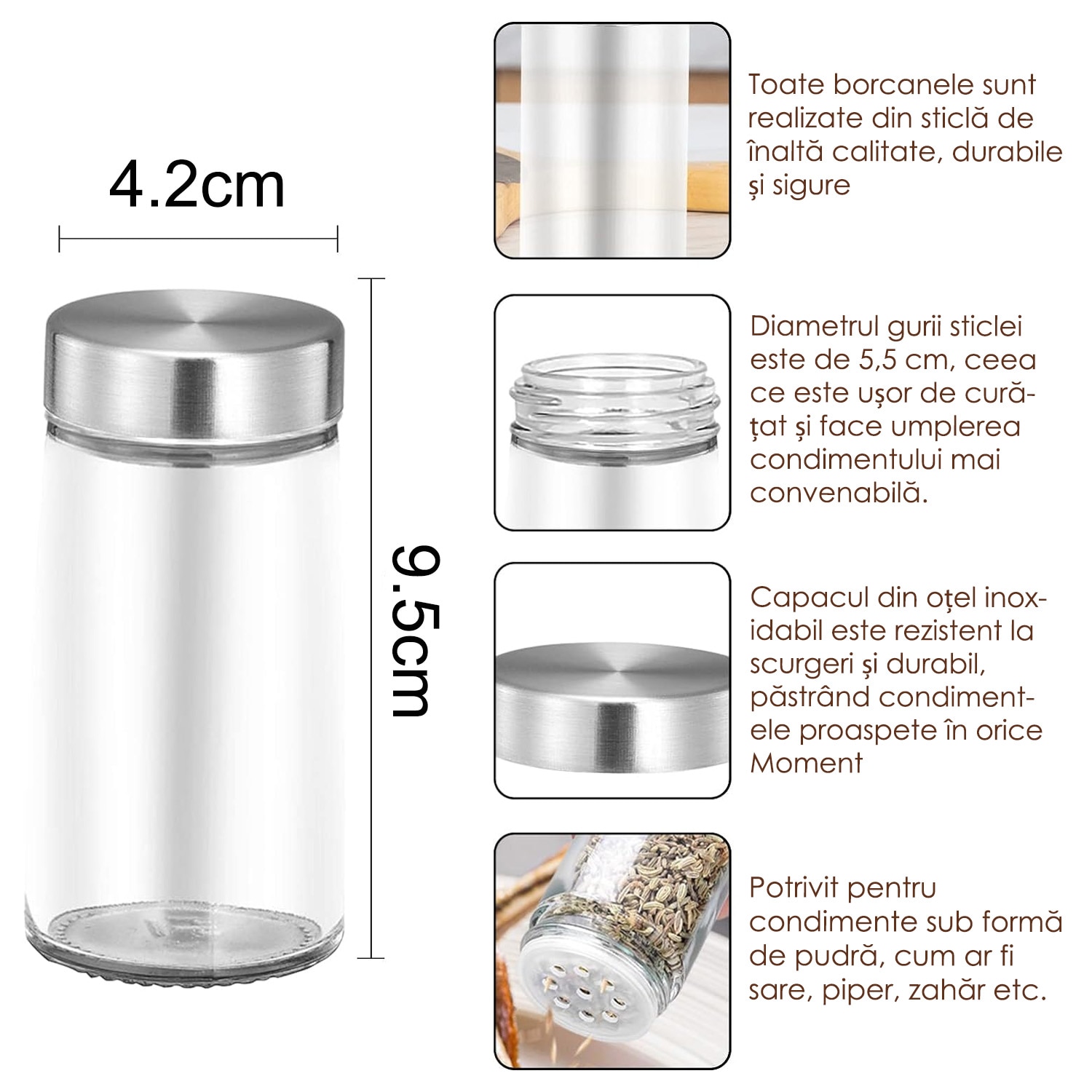 Set 12 Recipiente pentru Condimente cu Suport, 100ML, BYONDSELF ...