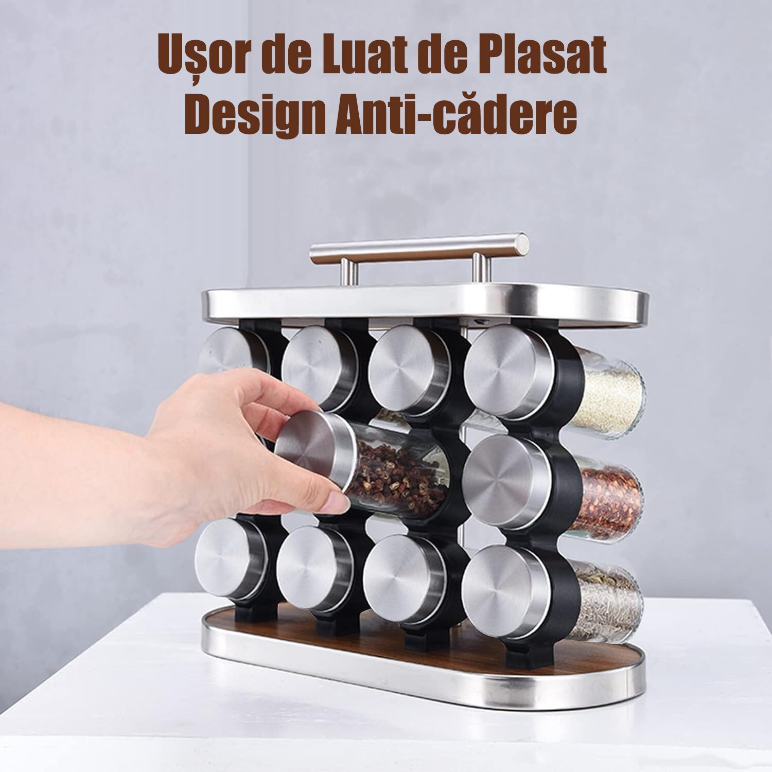 Set 12 Recipiente pentru Condimente cu Suport, 100ML, BYONDSELF ...