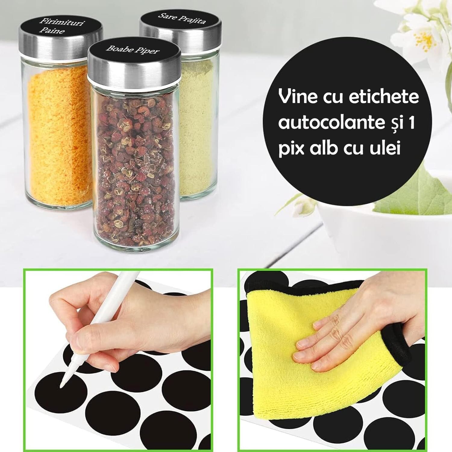 Set 12 Recipiente pentru Condimente cu Suport, 100ML, BYONDSELF ...