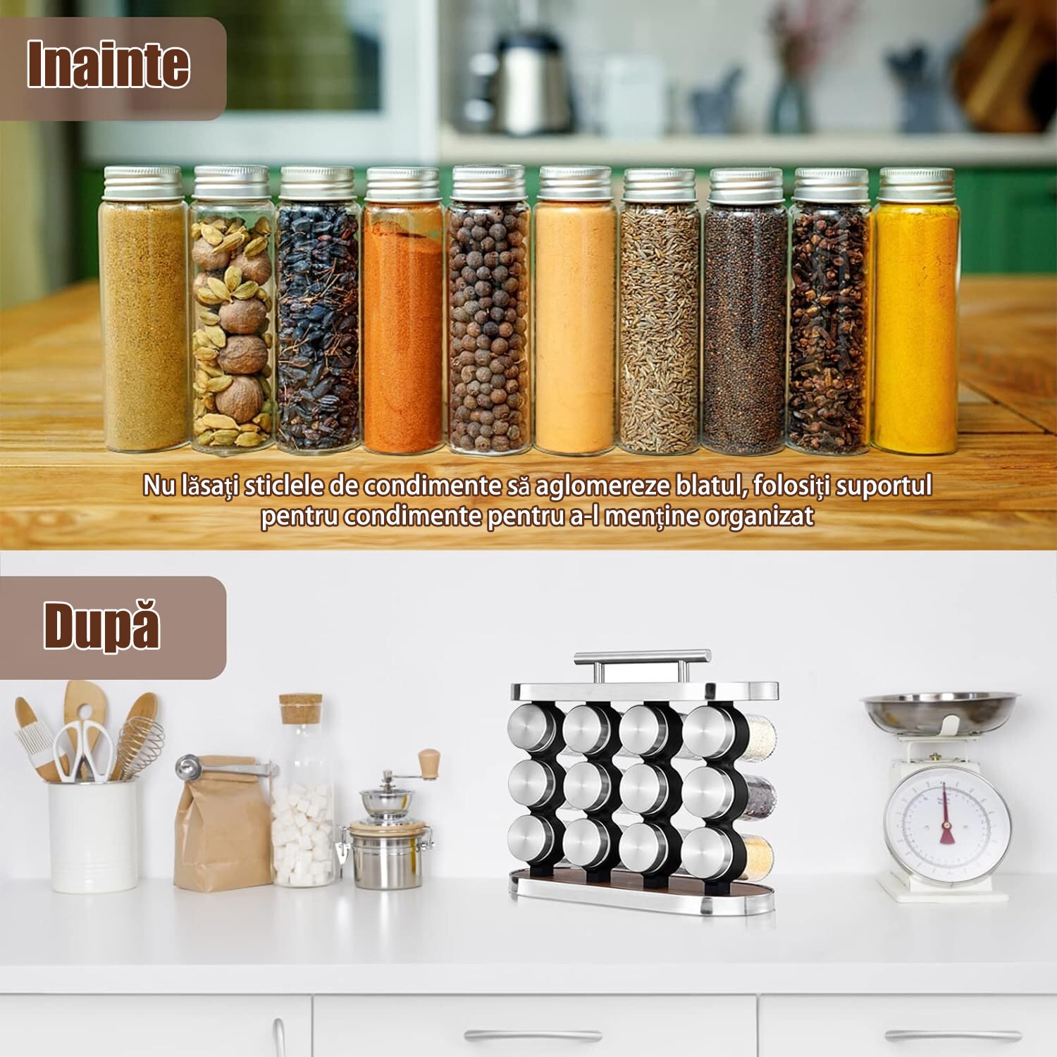 Set 12 Recipiente pentru Condimente cu Suport, 100ML, BYONDSELF ...