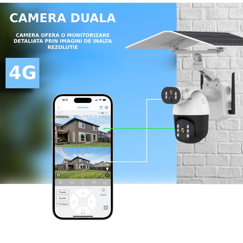 Camera de supraveghere CLAUSTEEL Q5MAX 2in1 cu Panou Solar inclus 12W ...