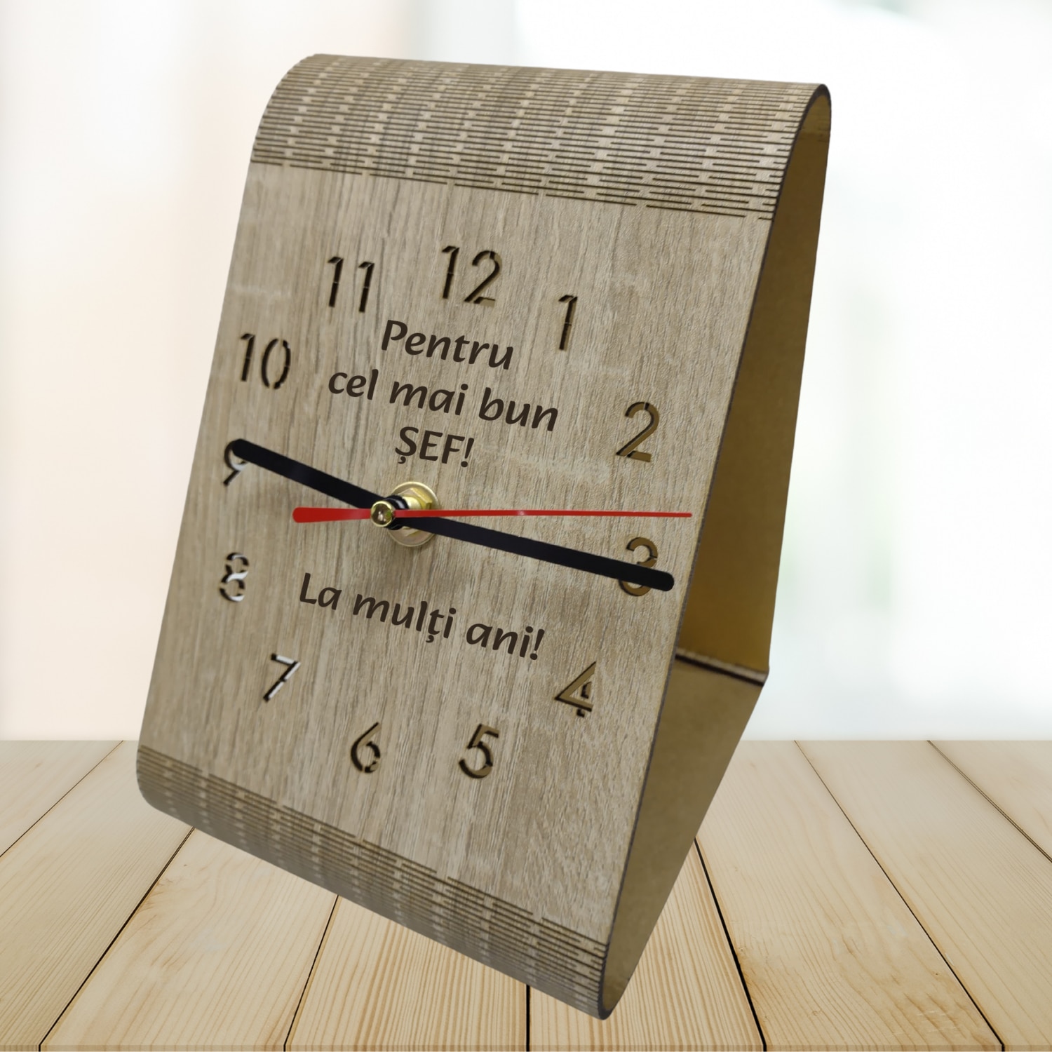 Ceas de birou din lemn personalizat -Pentru cel mai bun Sef! La multi ...