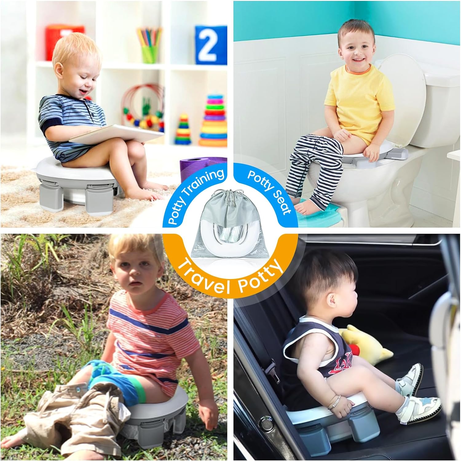 Olita portabila pentru copii, Excitat®, 3in1 Reductor WC Copii, Termoplastic, Suprafata de ...