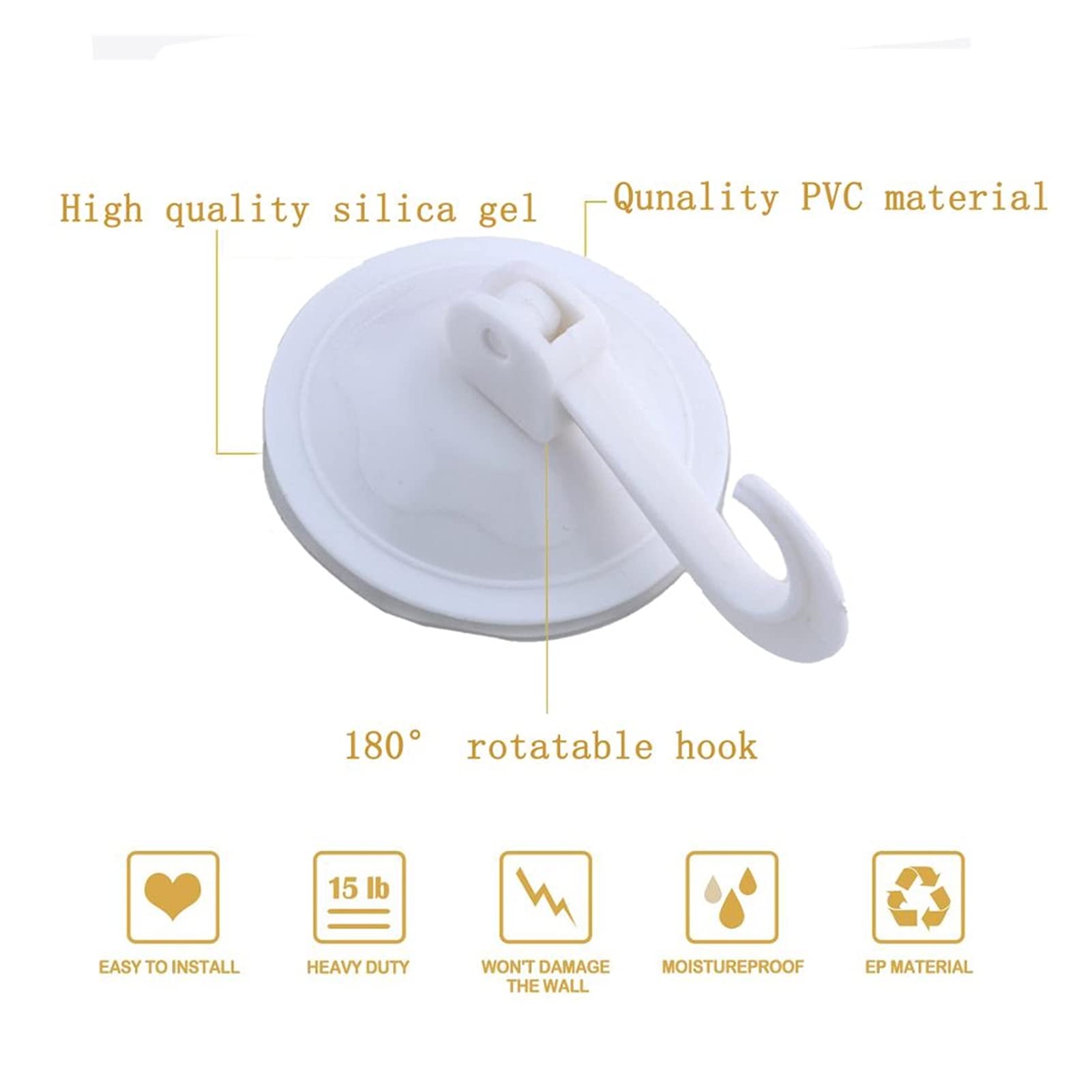 Set 8 Carlig din plastic cu ventuza, JENUOS®, ultra-rezistenta, 5.5 cm ...