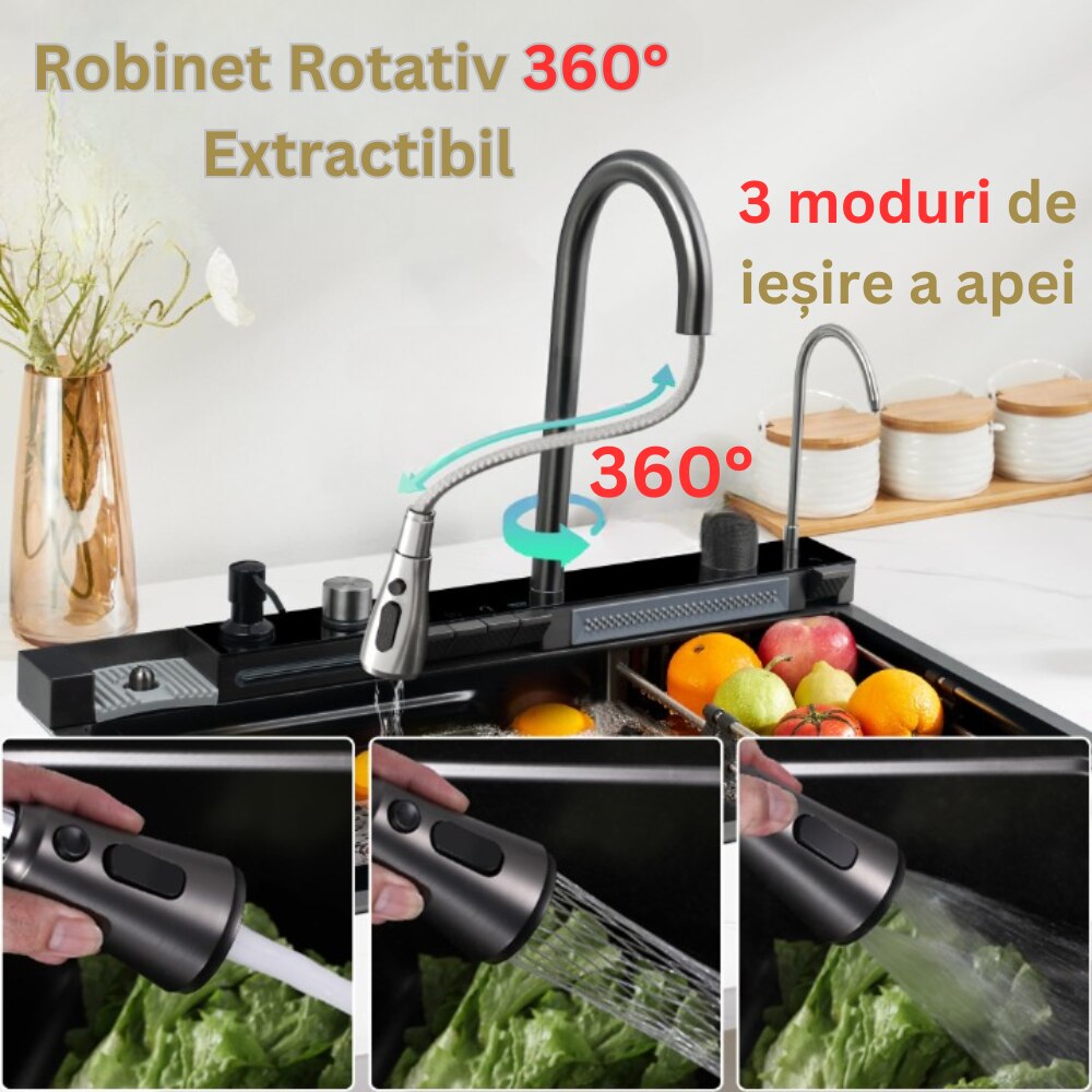 Set chiuveta bucatarie, Milmatt, multifunctionala, cu afisaj led ...