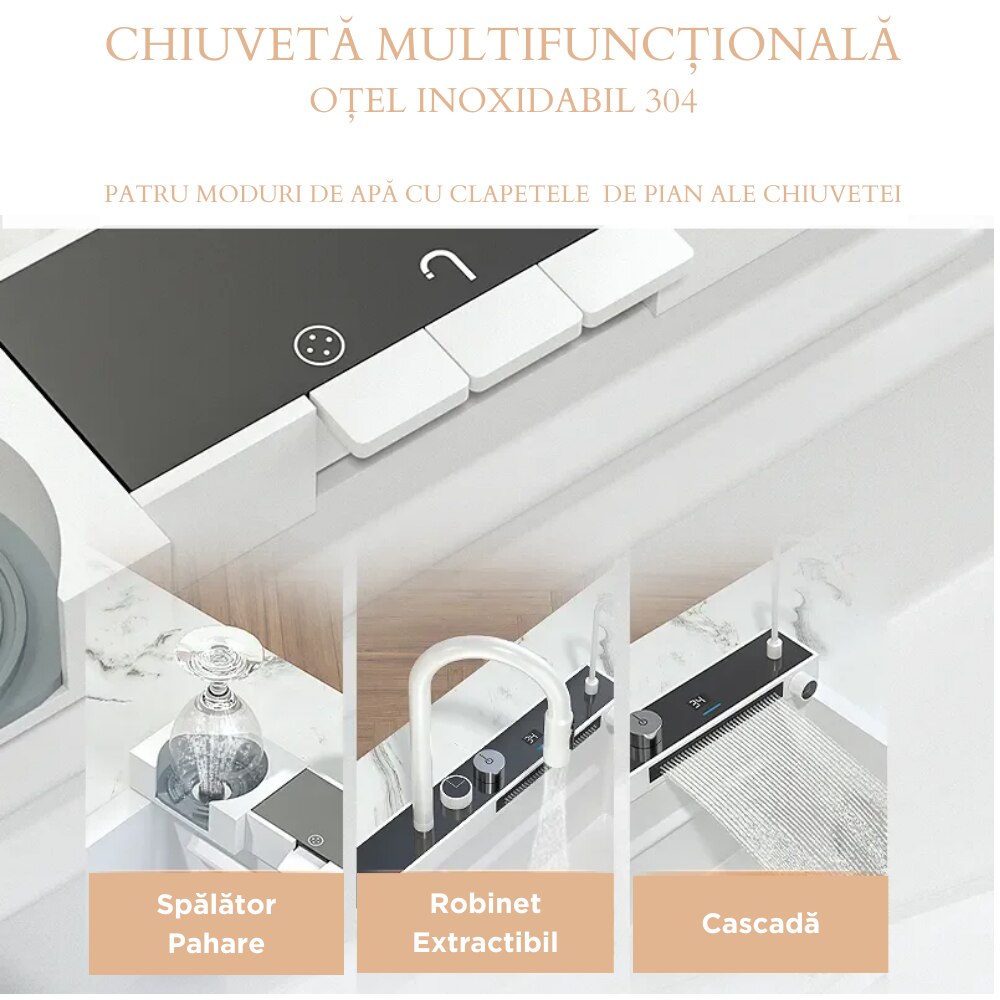 Set chiuveta bucatarie, Milmatt, multifunctionala, cu afisaj led ...