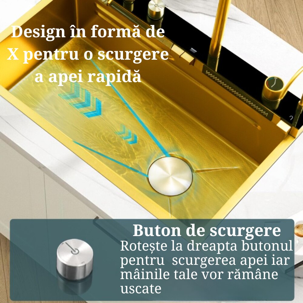 Set chiuveta bucatarie, Milmatt, multifunctionala, cu afisaj led ...