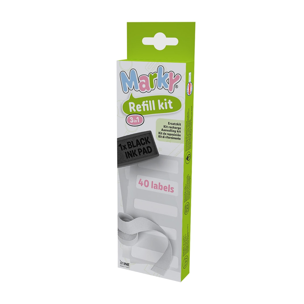 Set Refill MARKY DIY, 1 tusiera tus textile, 40 etichete si 1 m ...