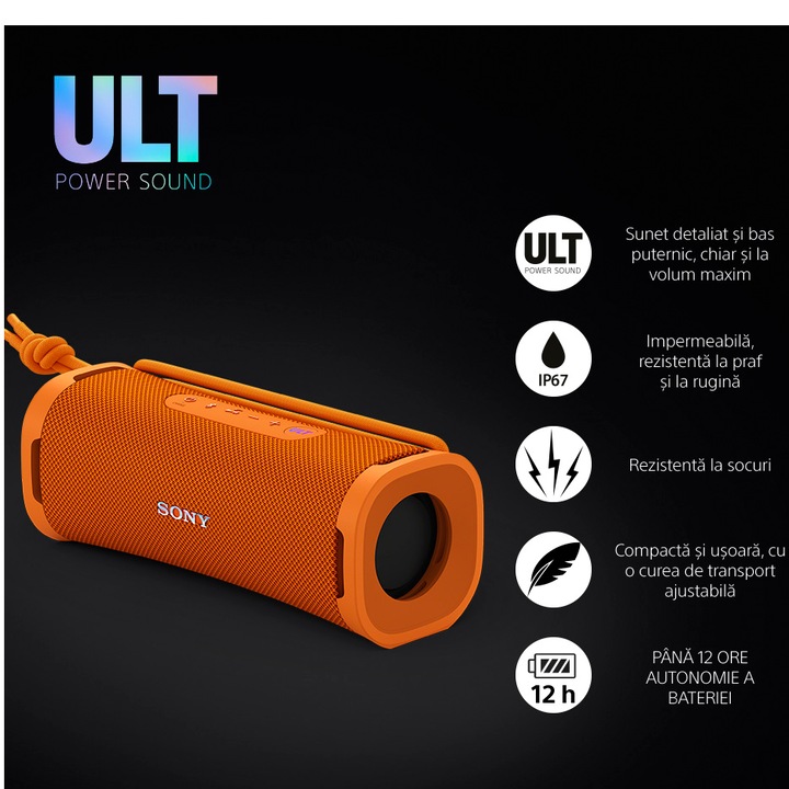 Boxa portabila Sony ULT FIELD 1, Bluetooth 5.3, Rezistenta la apa IP67 ...