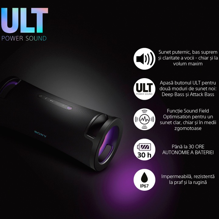 Boxa portabila Sony ULT FIELD 7, Ultimate Deep BASS, Bluetooth 5.2 ...