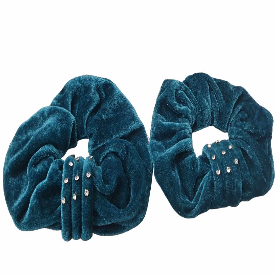 Elastic de par tip scrunchie, catifea, turcoaz - eMAG.ro