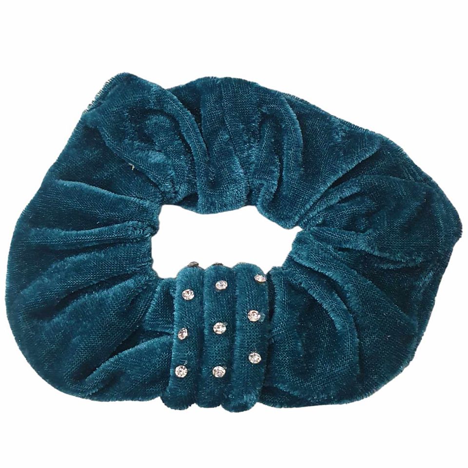 Elastic de par tip scrunchie, catifea, turcoaz - eMAG.ro