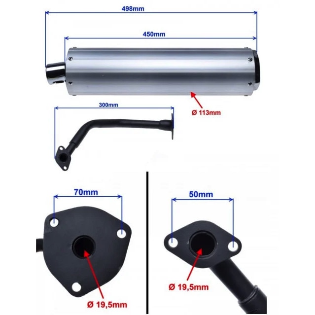 Toba esapament scuter 4 Timpi GY6 125-150cc, aluminiu - eMAG.ro