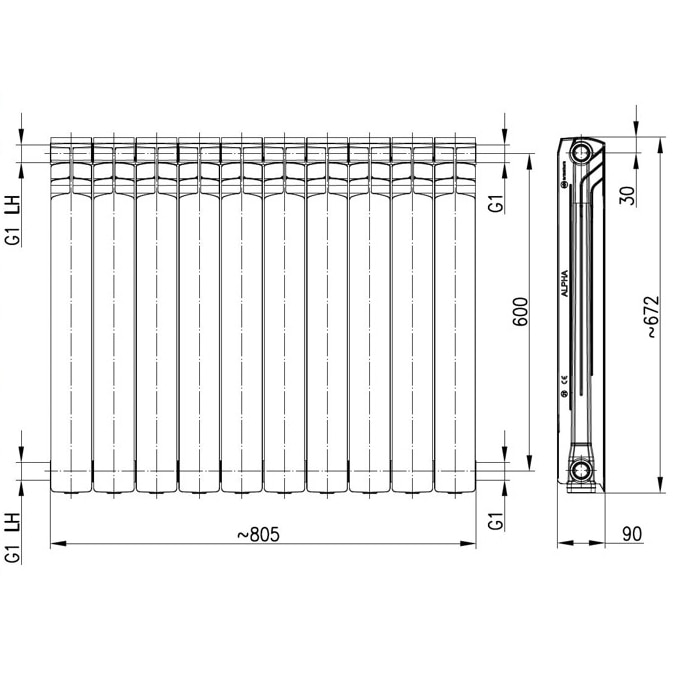 Radiator (calorifer) din aluminiu KFA Armatura ALPHA, 10 elementi ...