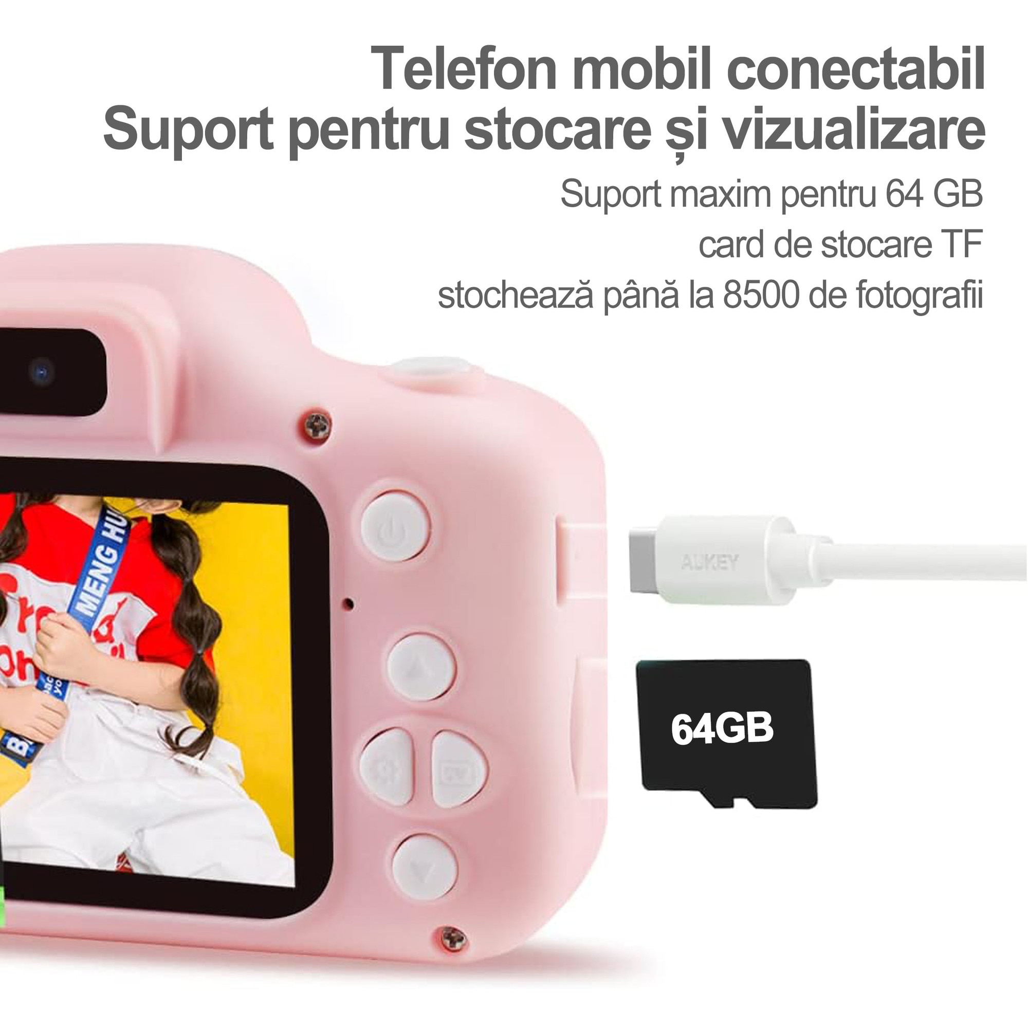 Camera foto digitala pentru copii, Yulinland, dual camera, Curea ...