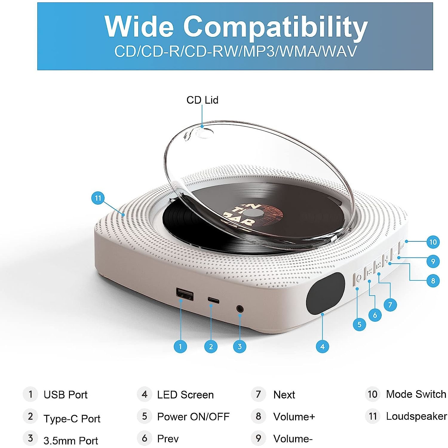 CD player portabil Home Desktop Conectivitate Bluetooth, montabil pe ...