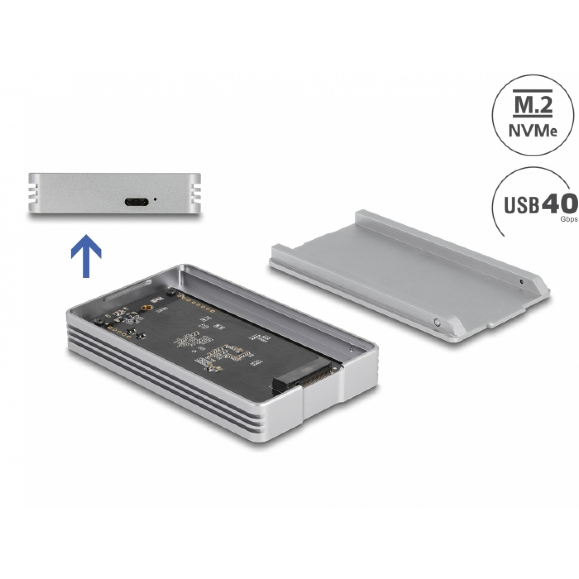 Rack extern USB 4 Gen3x2 tip C la M.2 NVMe SSD, Delock 42018 - eMAG.ro