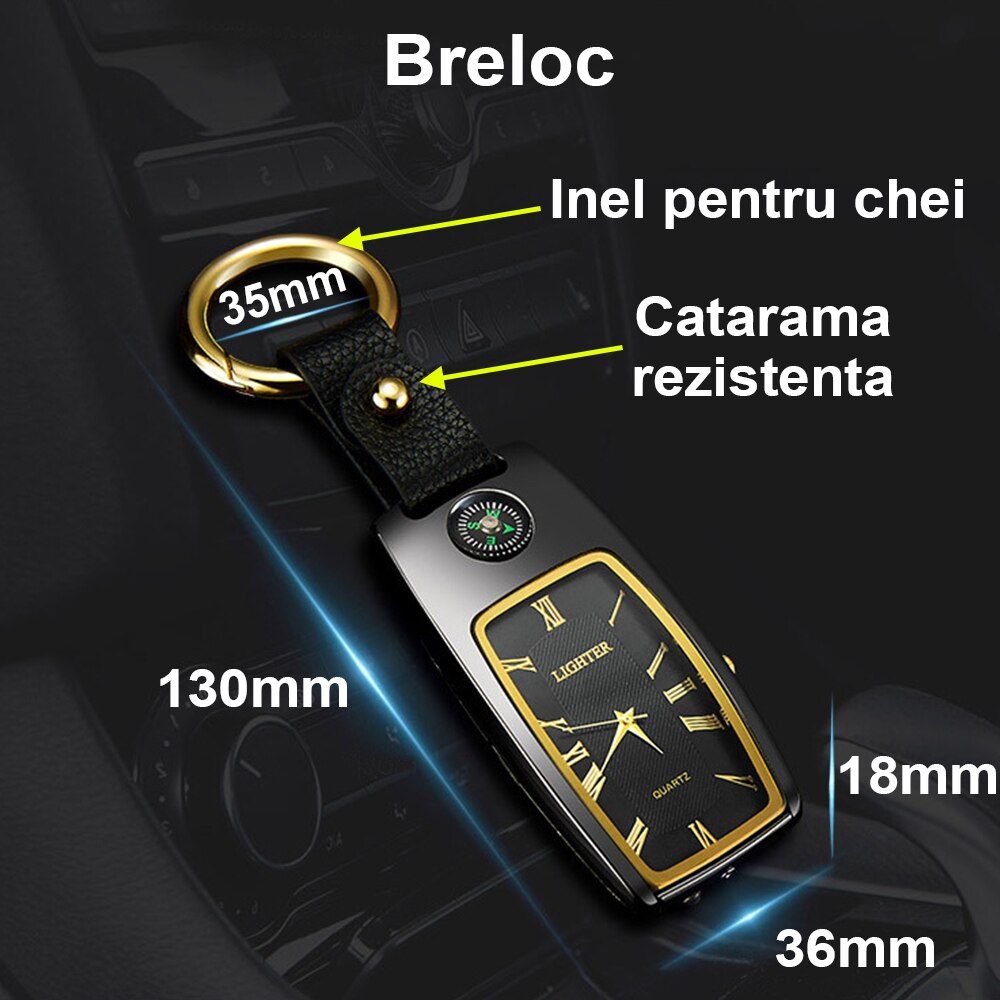Bricheta electrica, 5 in 1, cu ceas quartz, lanterna, breloc, busola ...