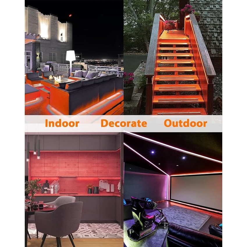 Banda Neon cu Led Portocaliu, Interior/Exterior, Rezistenta la Apa ...