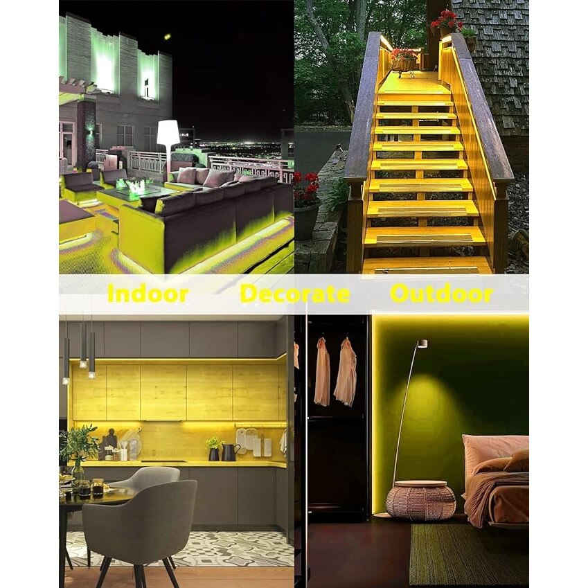Banda Neon cu Led Galben, Interior/Exterior, Rezistenta la Apa, Adaptor ...
