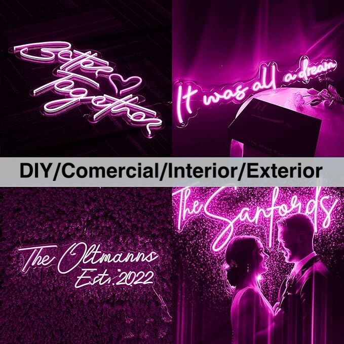 Banda Neon cu Led Roz, Interior/Exterior, Rezistenta la Apa, Adaptor ...