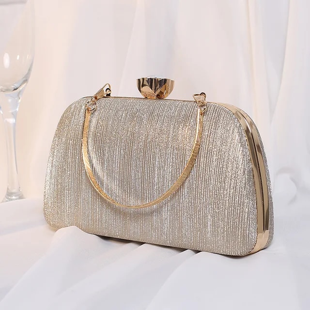 Geanta de seara tip clutch, Elara, material sintetic cu sclipici ...