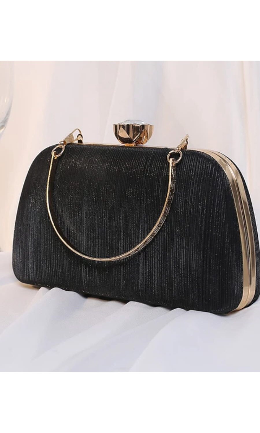 Geanta de seara tip clutch, Elara, material sintetic cu sclipici ...