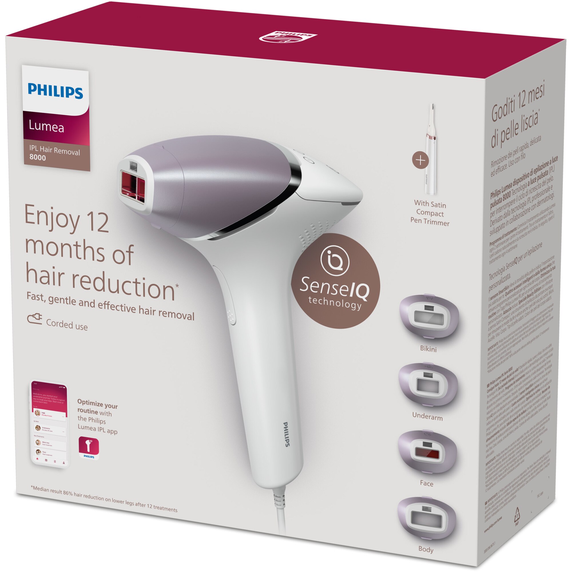Epilator IPL Philips Lumea Seria 8000 BRI949/00, tehnologie SenseIQ cu ...