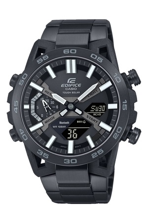 Casio, Ceas-bratara din otel inoxidabil, Gri inchis - eMAG.ro