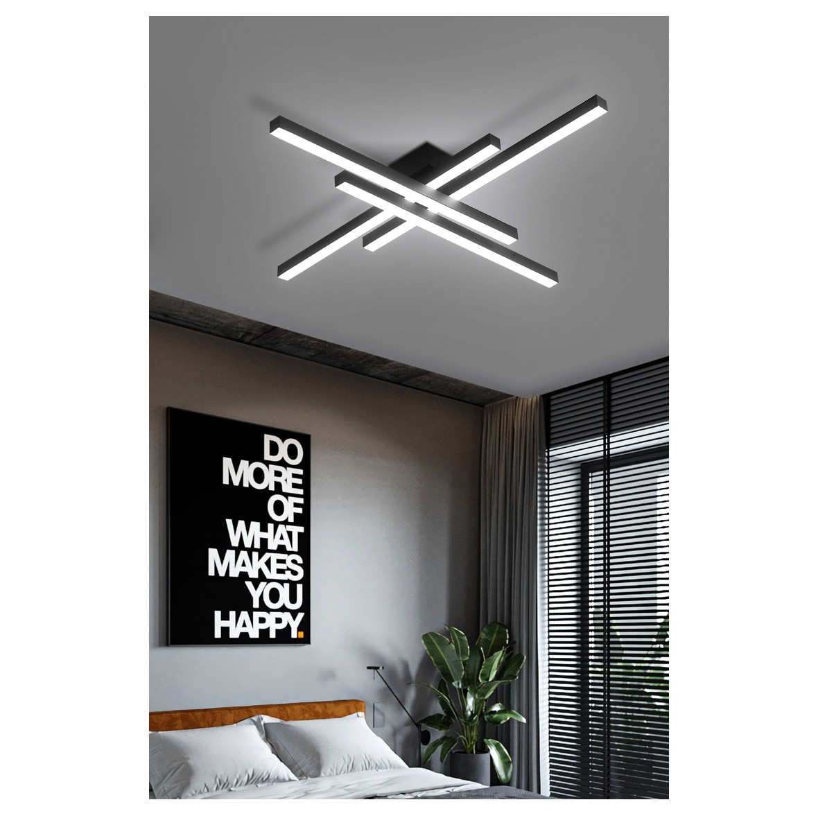 Lustra LED Zig Zag, 4 brate, 45W, lumina rece, 80x7 cm - eMAG.ro