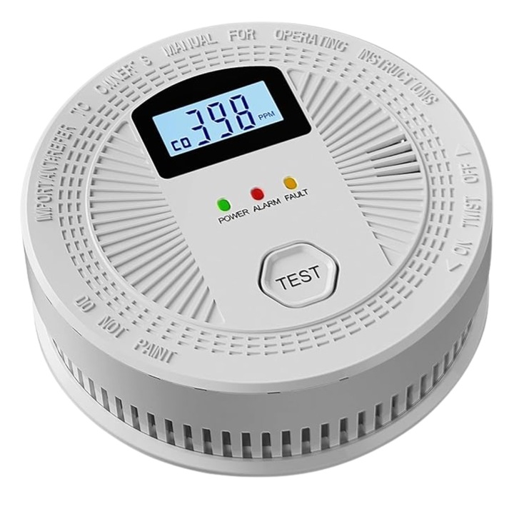 Detector 2 in 1 Monoxid de Carbon si Fum, Senzor dual, Display LCD ...