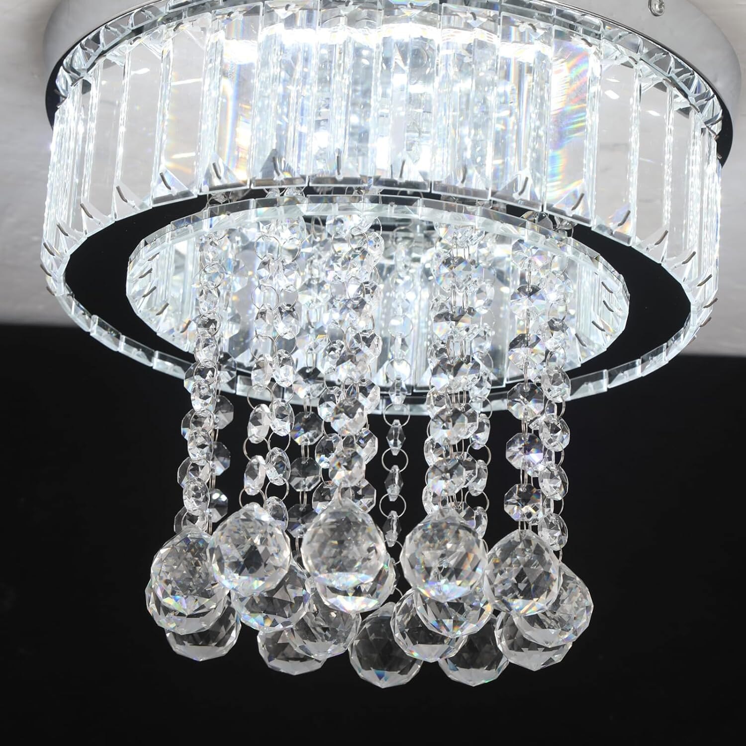 Candelabru de cristal cu LED pentru iluminat modern, montare incastrata ...