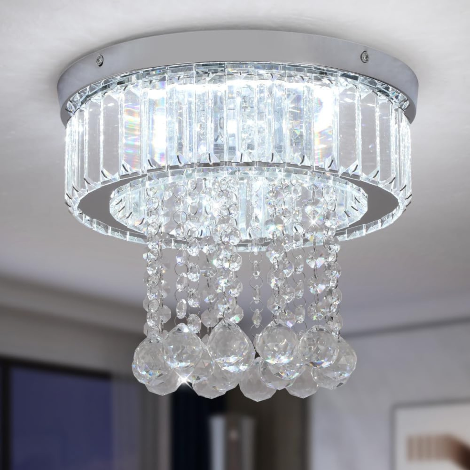 Candelabru de cristal cu LED pentru iluminat modern, montare incastrata ...